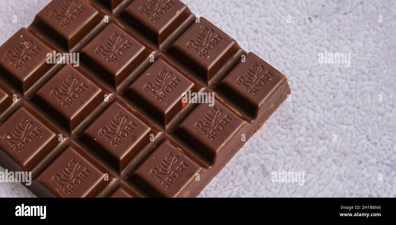 Kiev Ukraine - October 2021 chocolate Ritter Sport bar. German ...