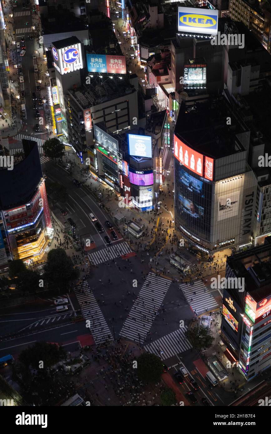 Tokyo's entertainment district Shibuya seen from Shibuya Sky ...