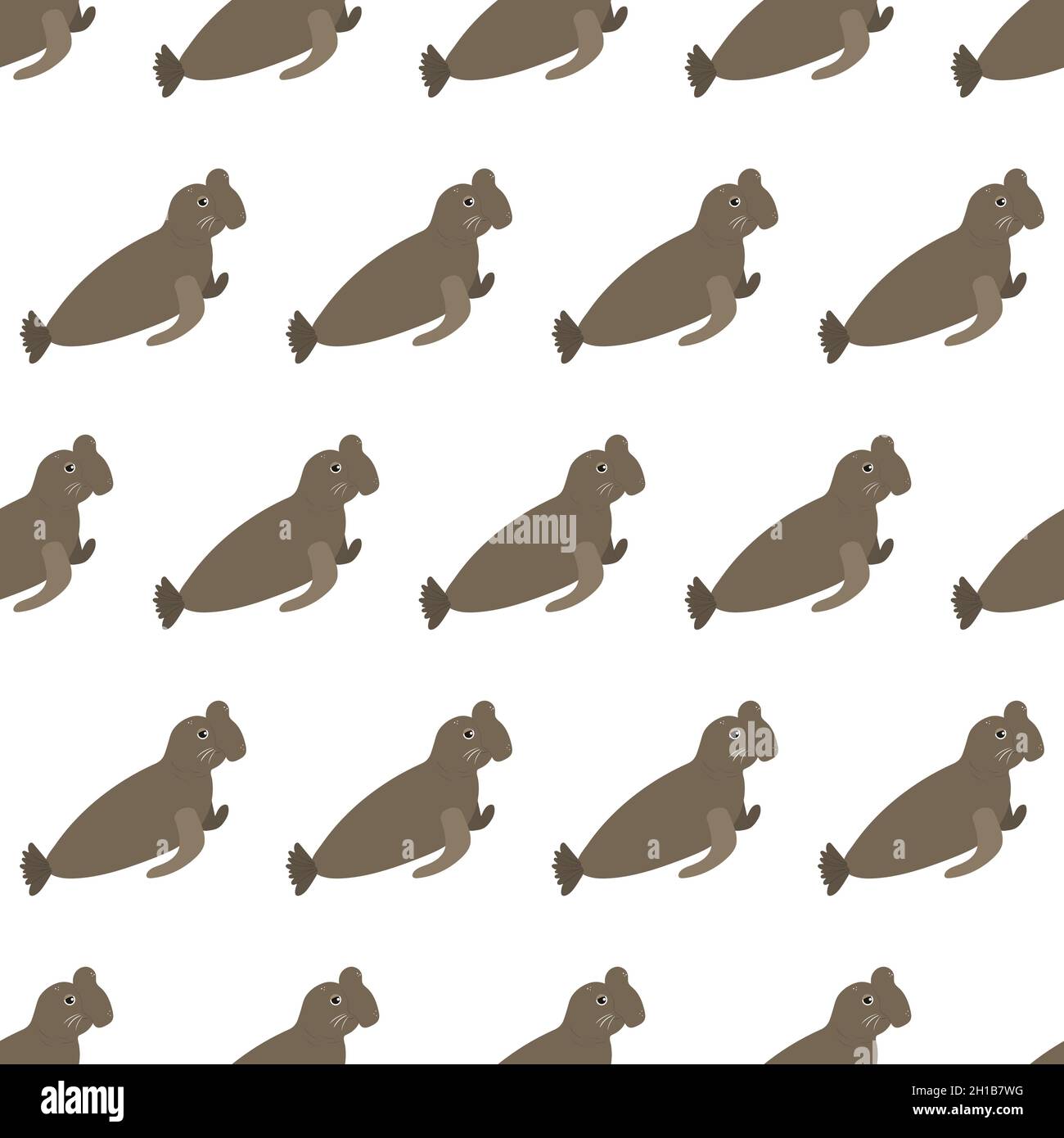 Sea animal seamless pattern with sea elephant. Undersea world habitants ...