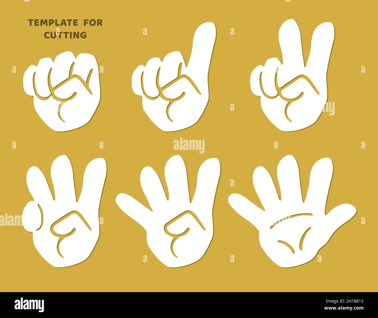 Hands with fingers. Template for laser cutting, wood carving, paper cut ...