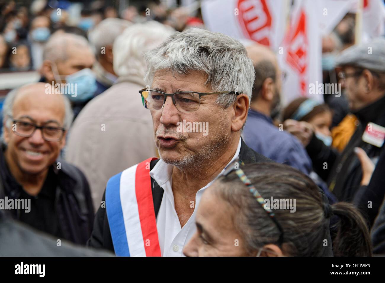 Paris, France. 17th Oct, 2021. Eric Coquerel attends the demonstration ...