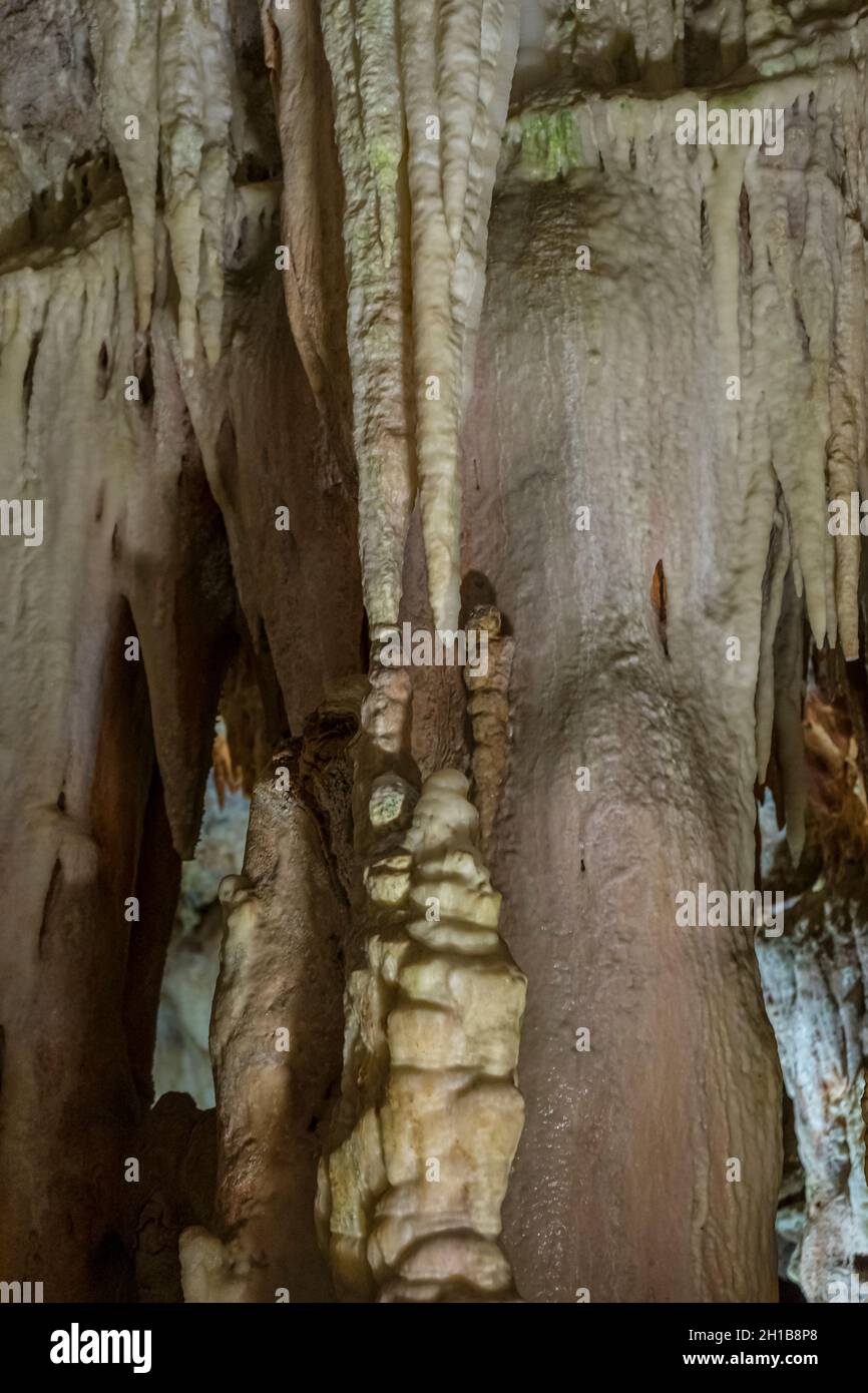Subterranean, Formation of stalactites and stalagmites inside an ...