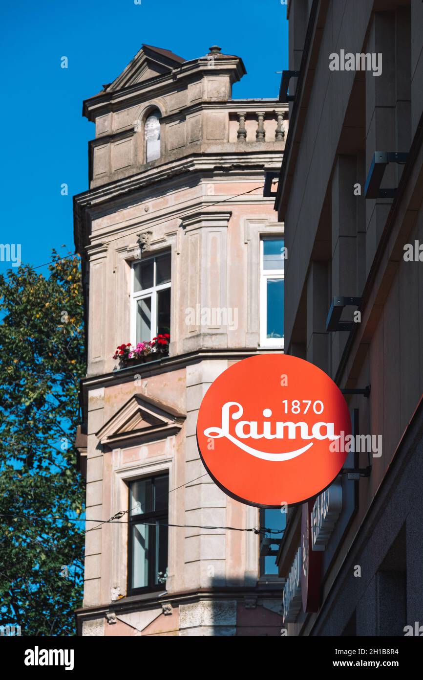 Laima Chocolate Museum in Riga, Latvia with vintage logo, vertical ...