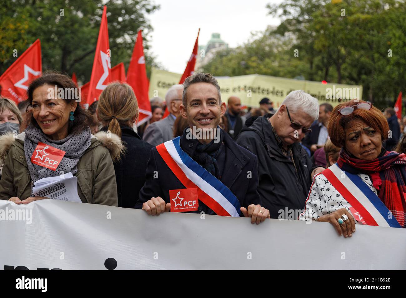 Paris, France. 17th Oct, 2021. Ian Brossat attends the demonstration ...