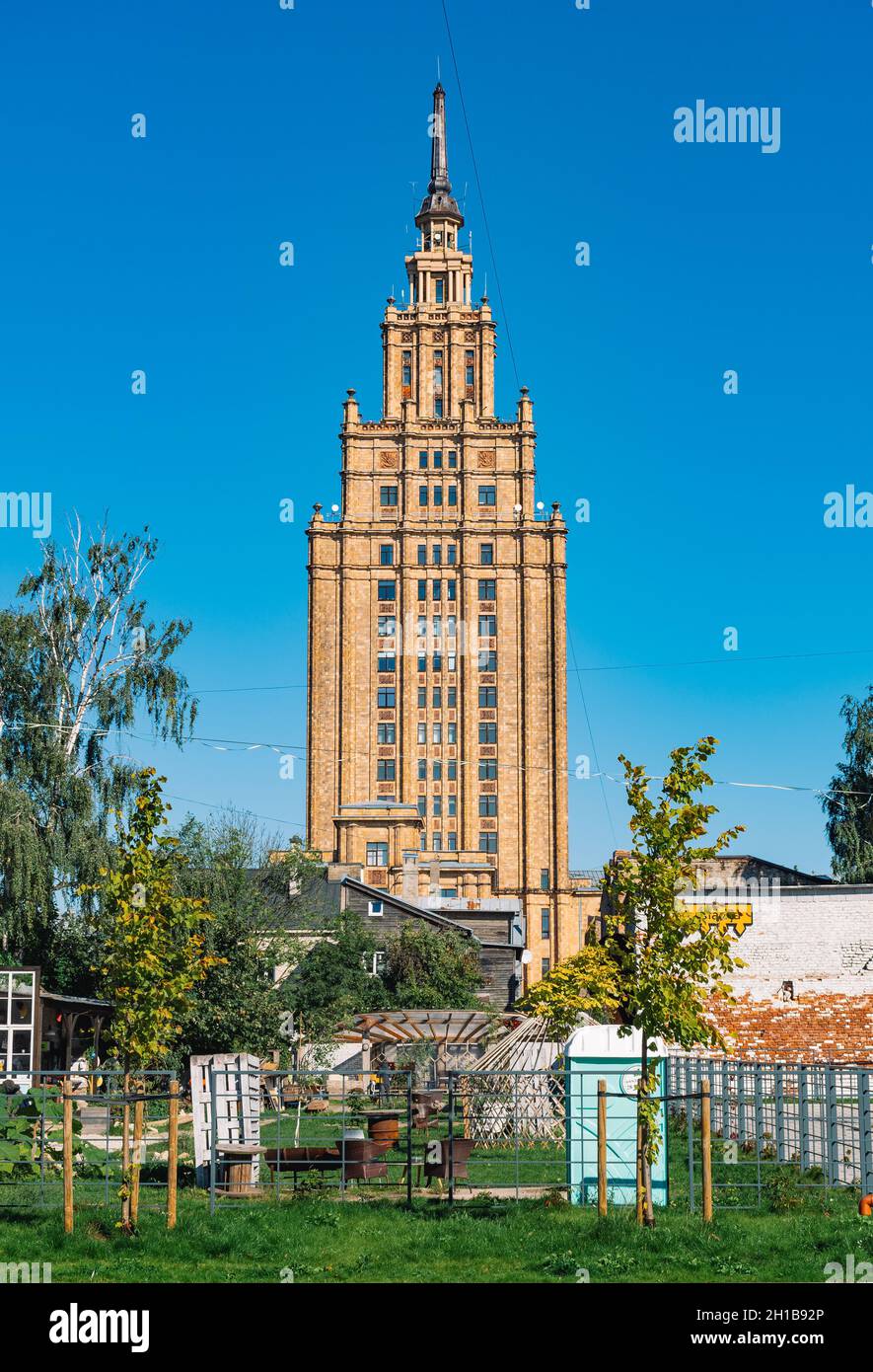 Latvian Academy of Sciences, Riga, Latvia. Stalin-era skyscraper ...