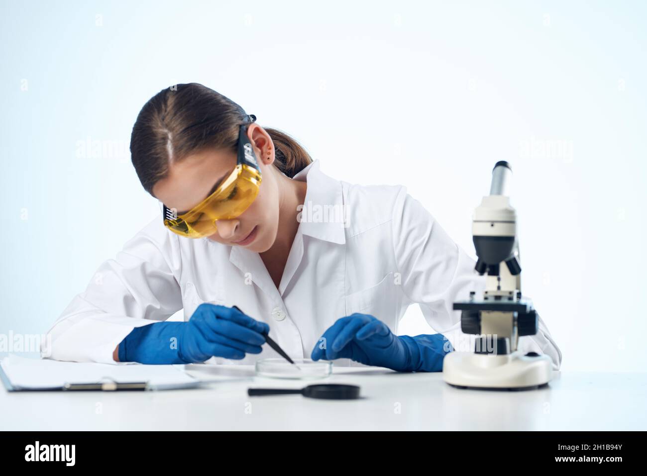 female doctor research biology ecology experiment isolated background ...