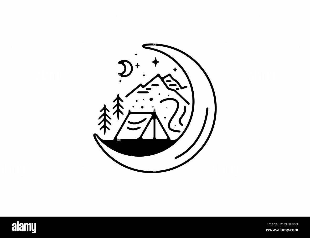 Line art illustration of camping design Stock Vector Image & Art - Alamy