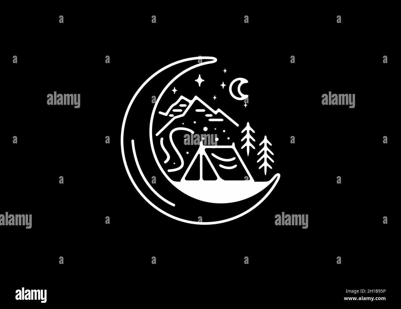 Line art illustration of camping design Stock Vector Image & Art - Alamy