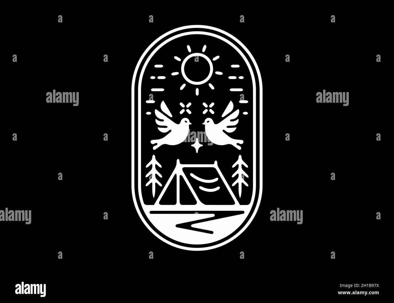 Line art illustration of camping design Stock Vector Image & Art - Alamy