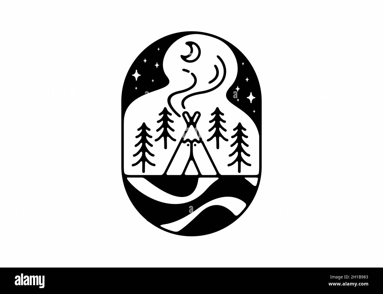 Line art illustration of camping design Stock Vector Image & Art - Alamy