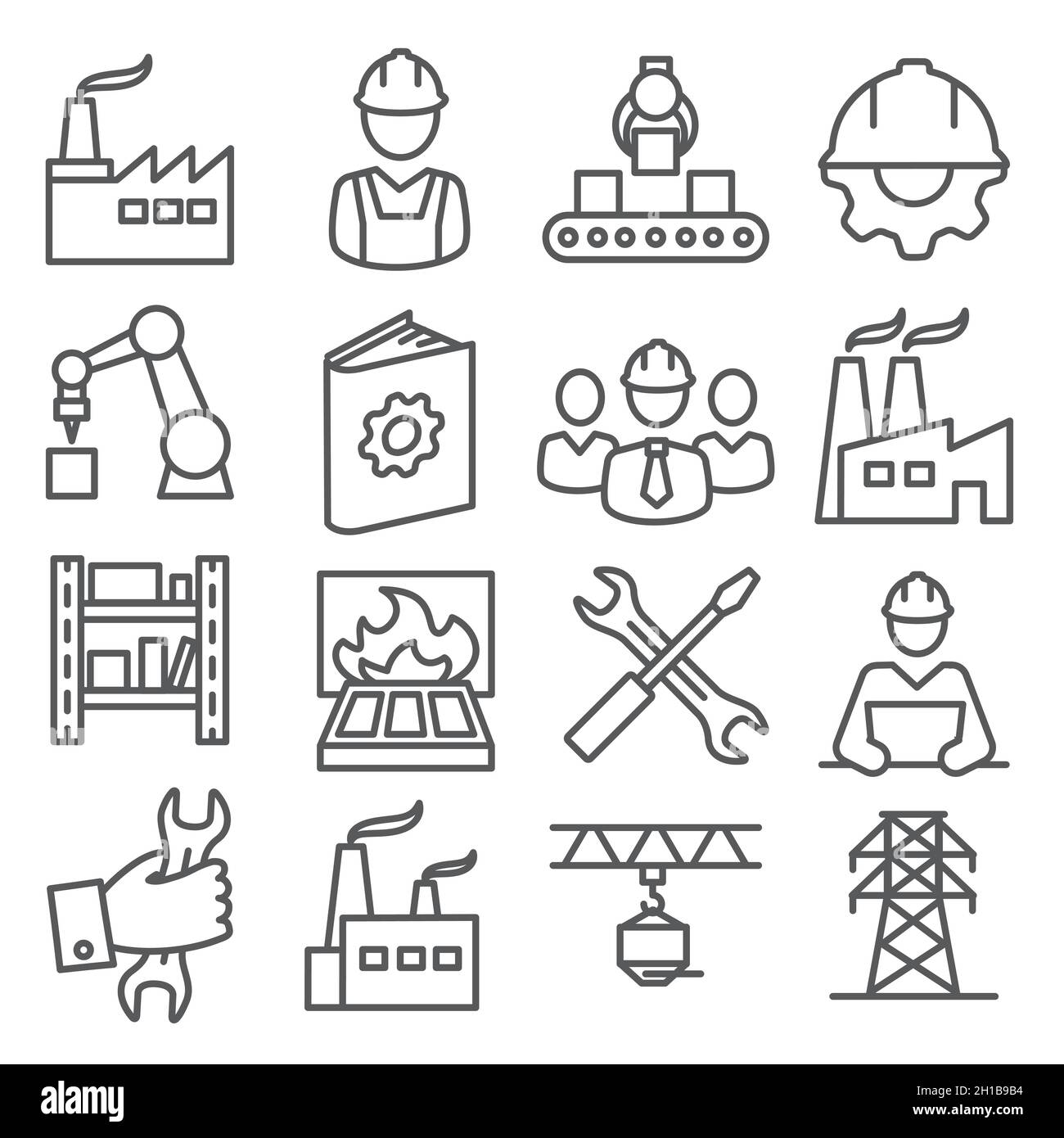 Factory line icons set on white background Stock Vector Image & Art - Alamy