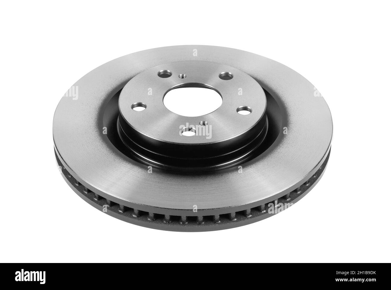 Ventilated brake disc for a passenger car isolated on a white ...