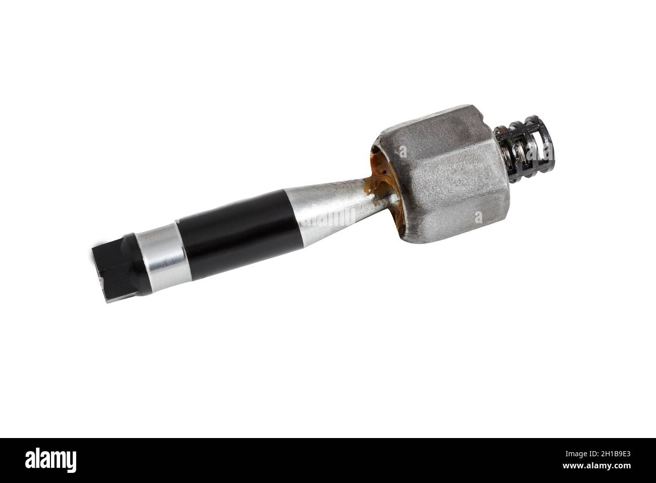 Front traction steering or steering rod of a passenger car isolated on ...