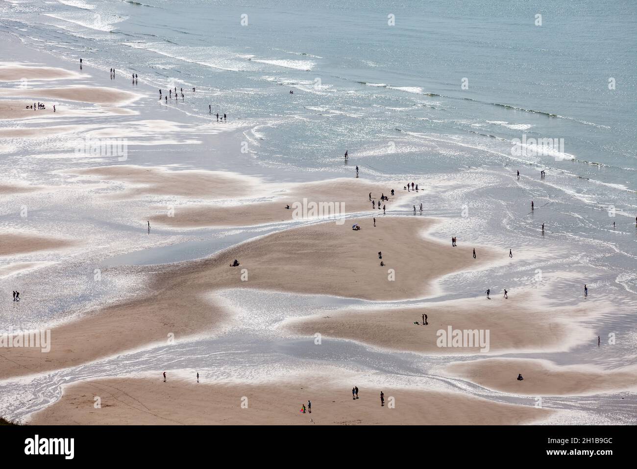 Escalles beach at low tide, seen from Cap Blanc-Nez. Opal Coast, France ...
