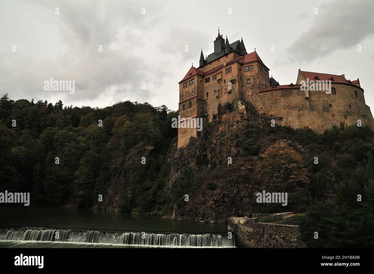 Beautiful view of Castle Kriebstein in Kriebstein, Germany under a ...