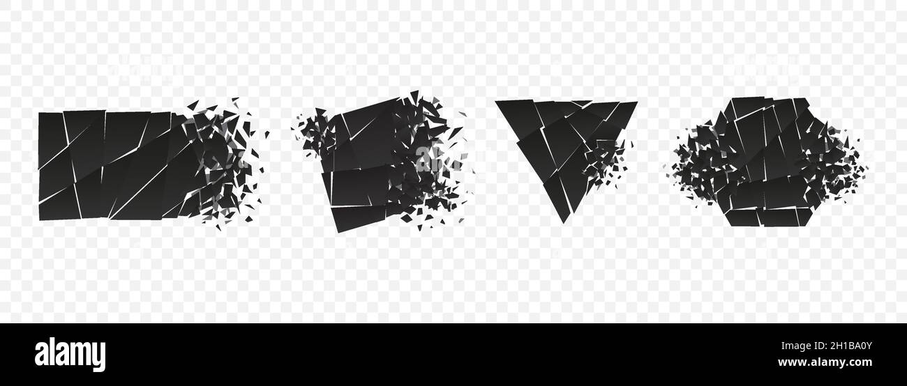 Shape explosion broken and shattered flat style design vector ...