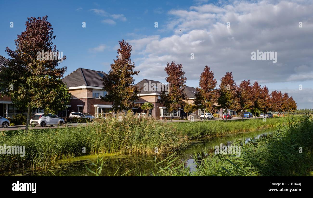 Dutch Suburban area with modern family houses, newly build modern ...