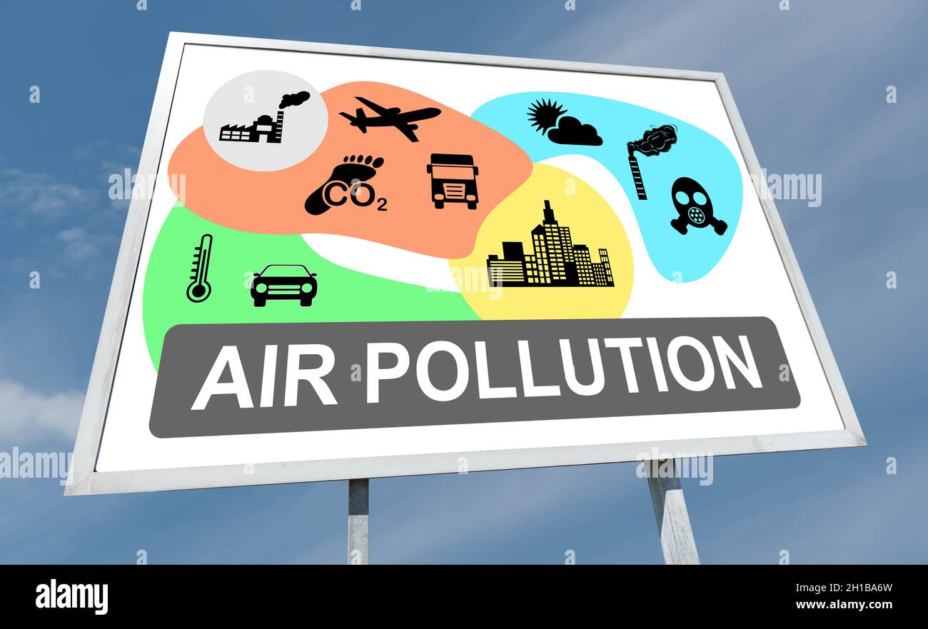 Air pollution concept drawn on a billboard Stock Photo - Alamy