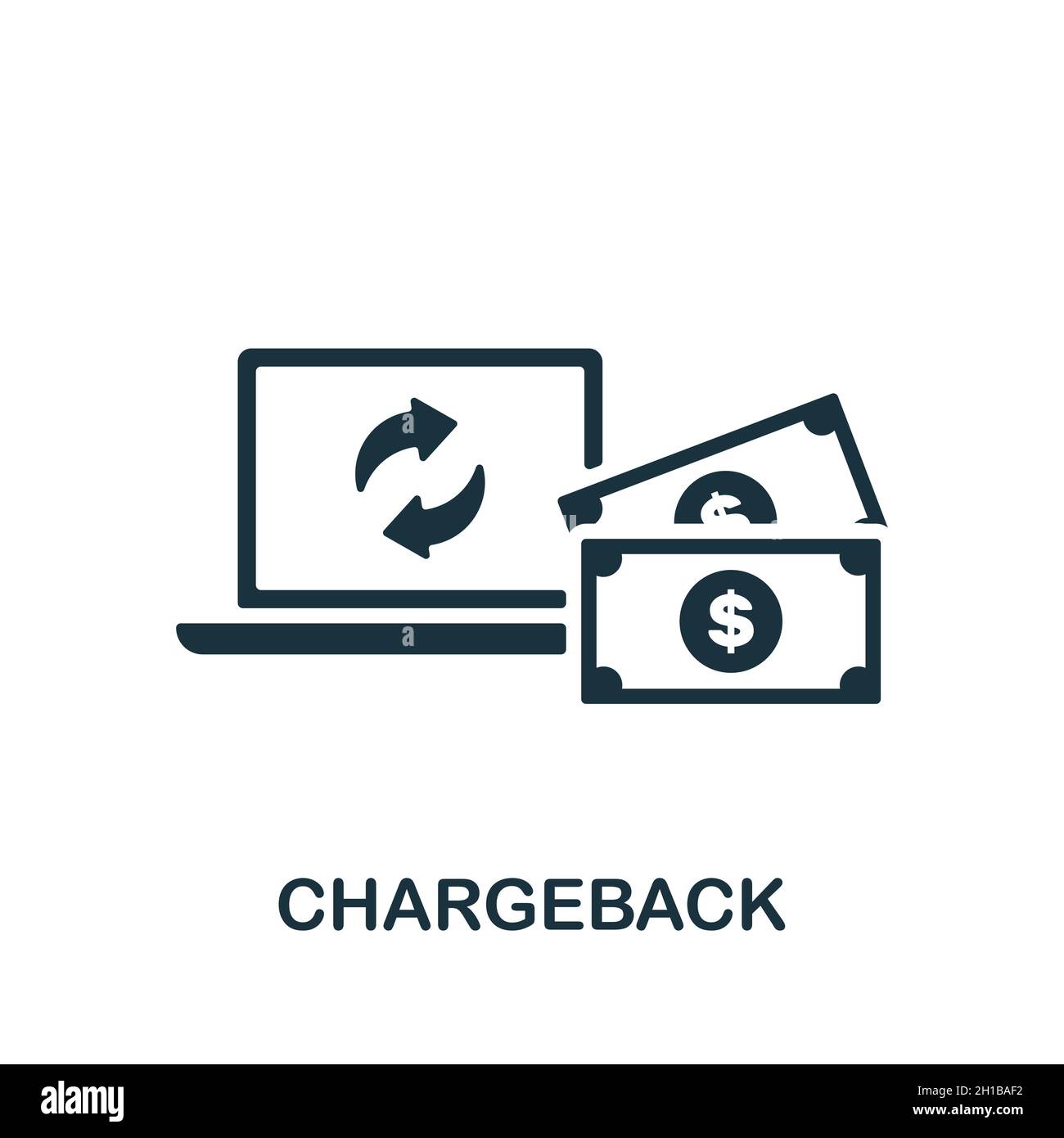 Chargeback icon. Monochrome sign from affiliate marketing collection ...