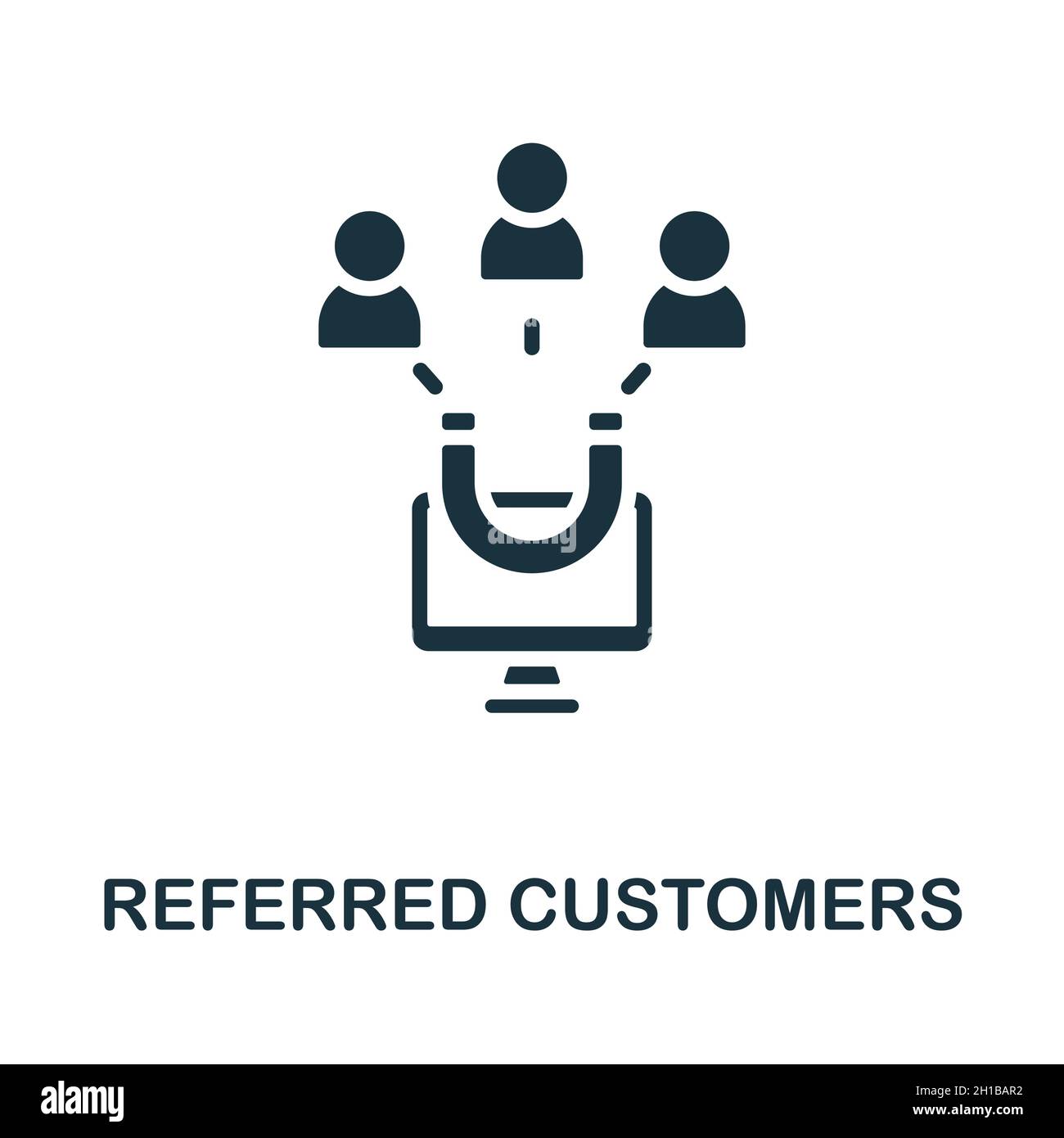 Referred Customers icon. Monochrome sign from affiliate marketing ...