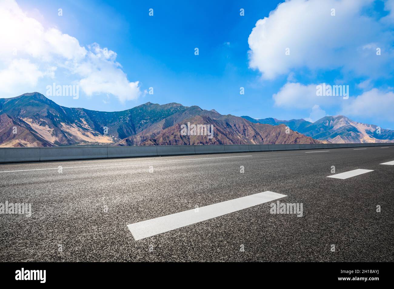 Asphalt highway and mountain landscape,road pavement background Stock ...