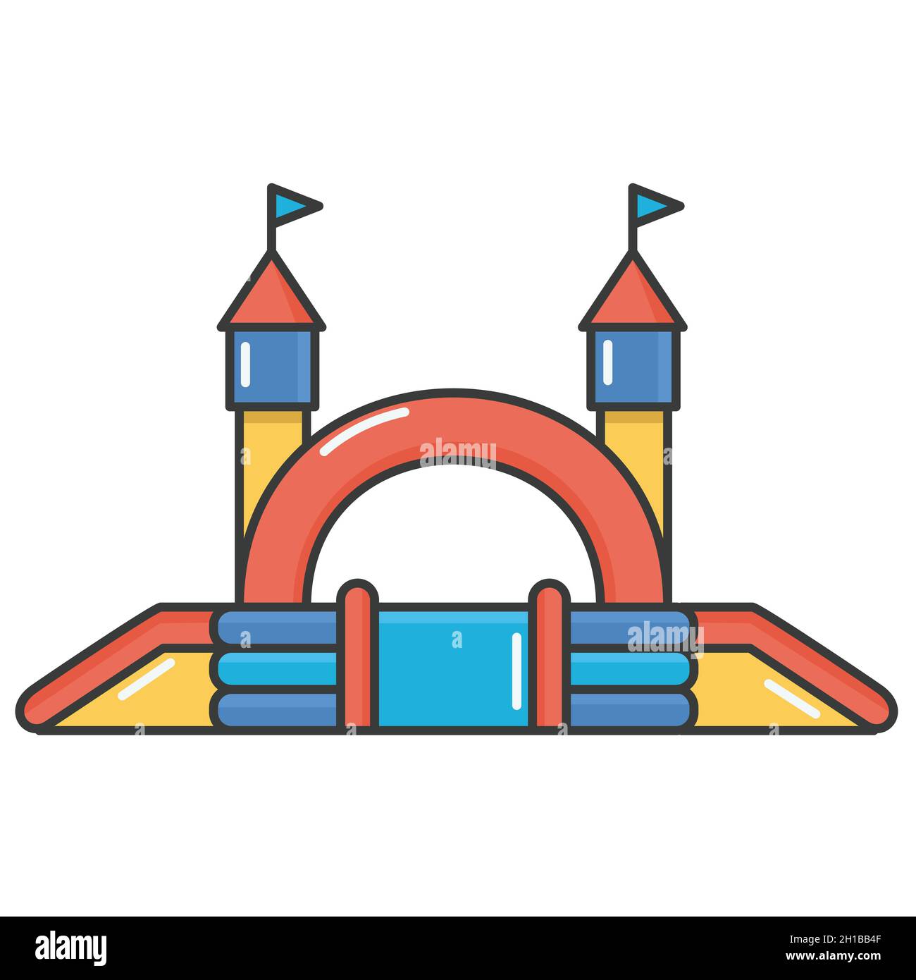 Bouncy inflatable castle. Tower and equipment for child playground ...