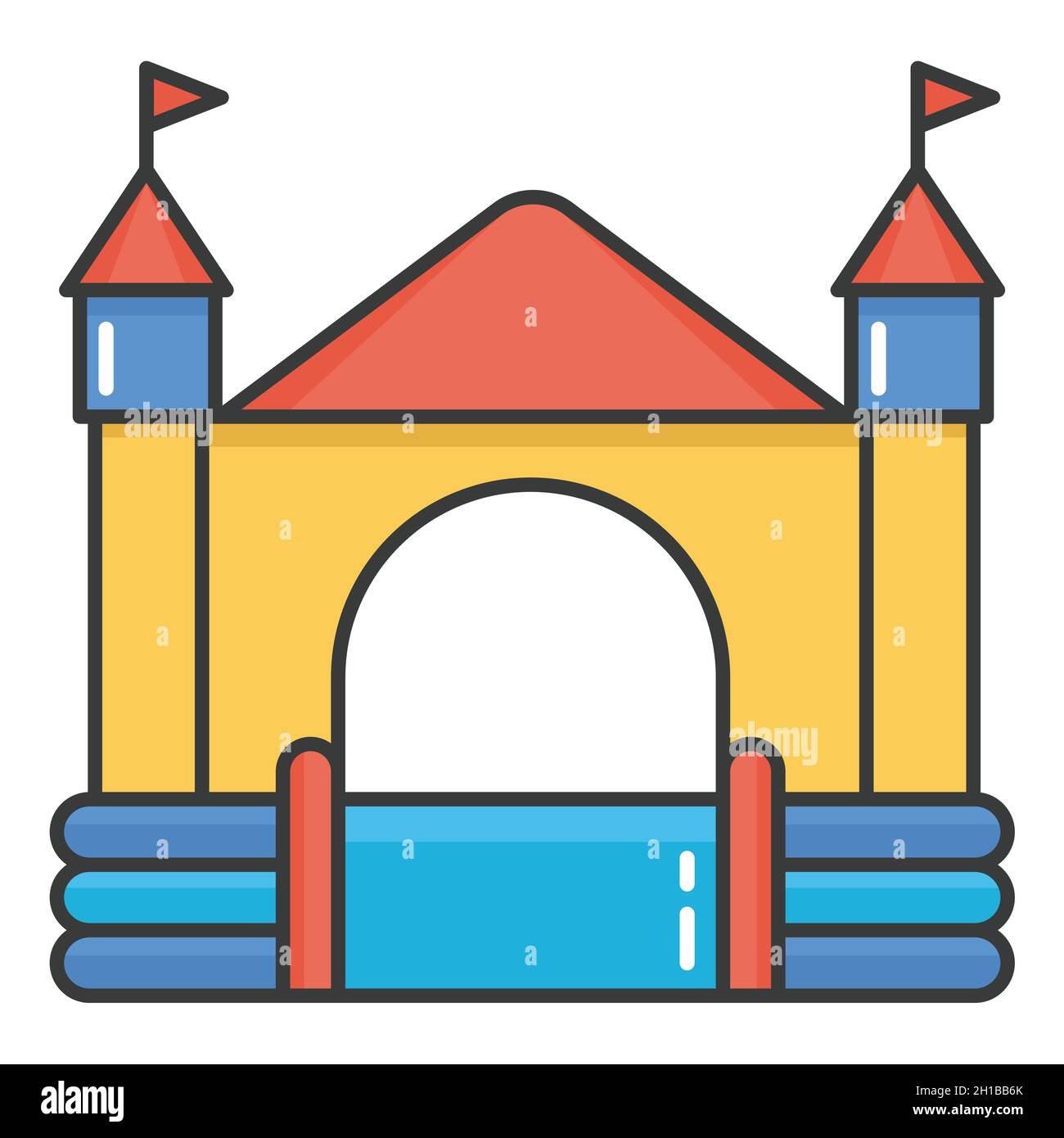 Bouncy inflatable castle. Tower and equipment for child playground ...