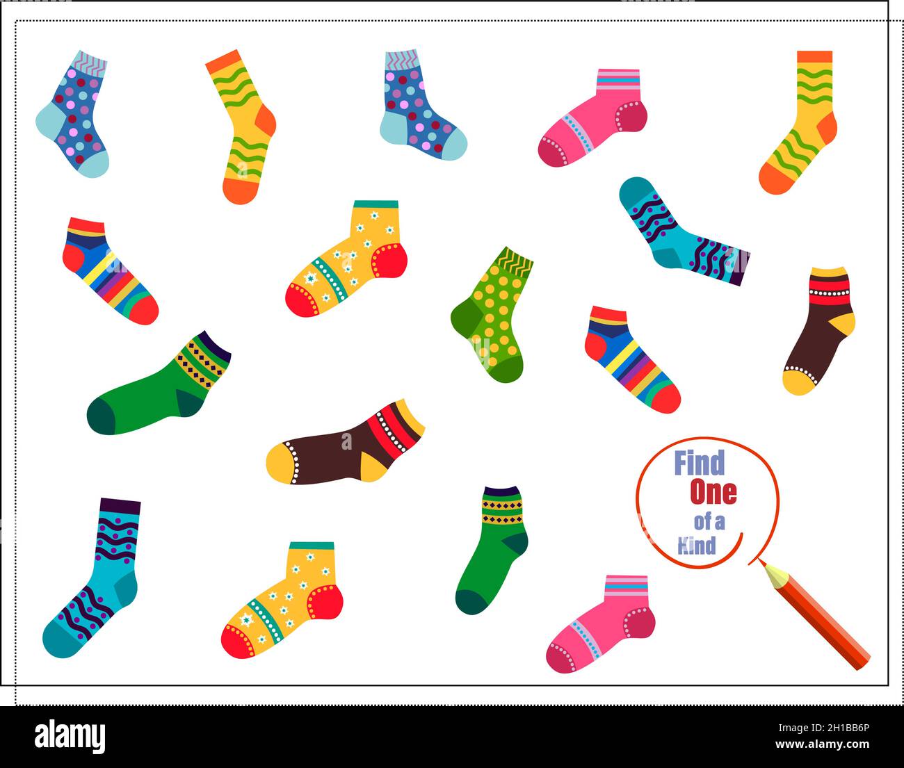 Cartoon illustration of the educational game Find a one-of-a-kind ...