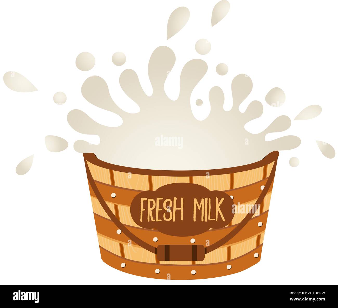 Wooden bucket milk splash hi-res stock photography and images - Alamy