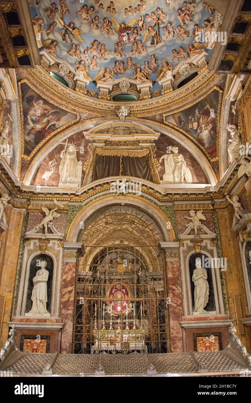 Europe, Italy, Marche, Tolentino, St Agostino Church, Holy arms Capilla ...