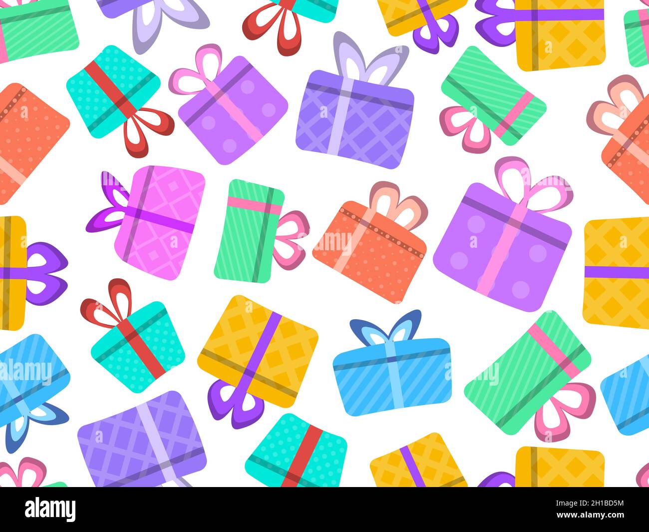 Seamless pattern with colorful gift boxes in flat style. Festive design ...