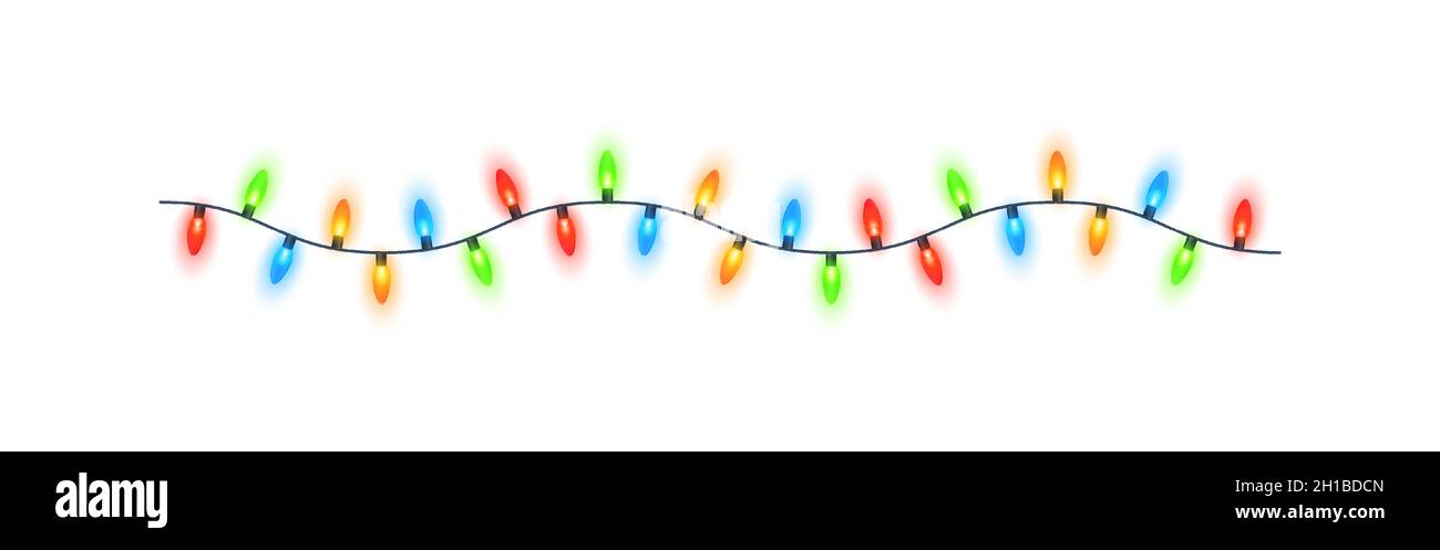 Christmas lights isolated. Colorful Xmas garland. Vector glowing light ...