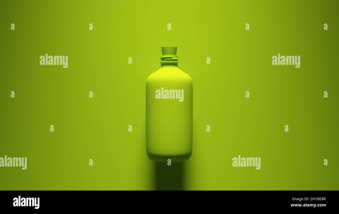 Green Vintage Medicine Bottle Poison Green Background 3d illustration ...