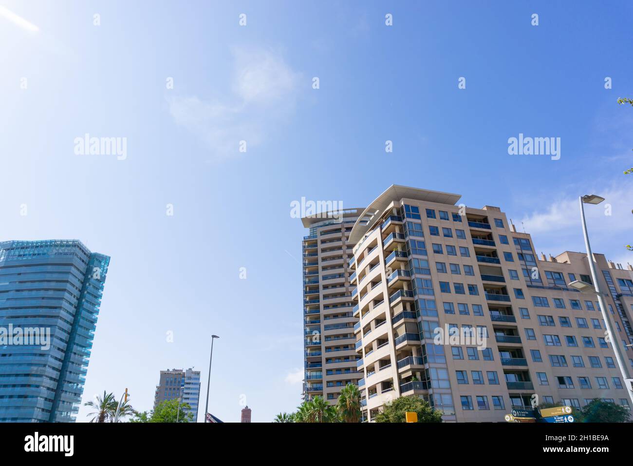 BARCELONA, SPAIN - OCTOBER 2, 2021: View of office buildings in the ...