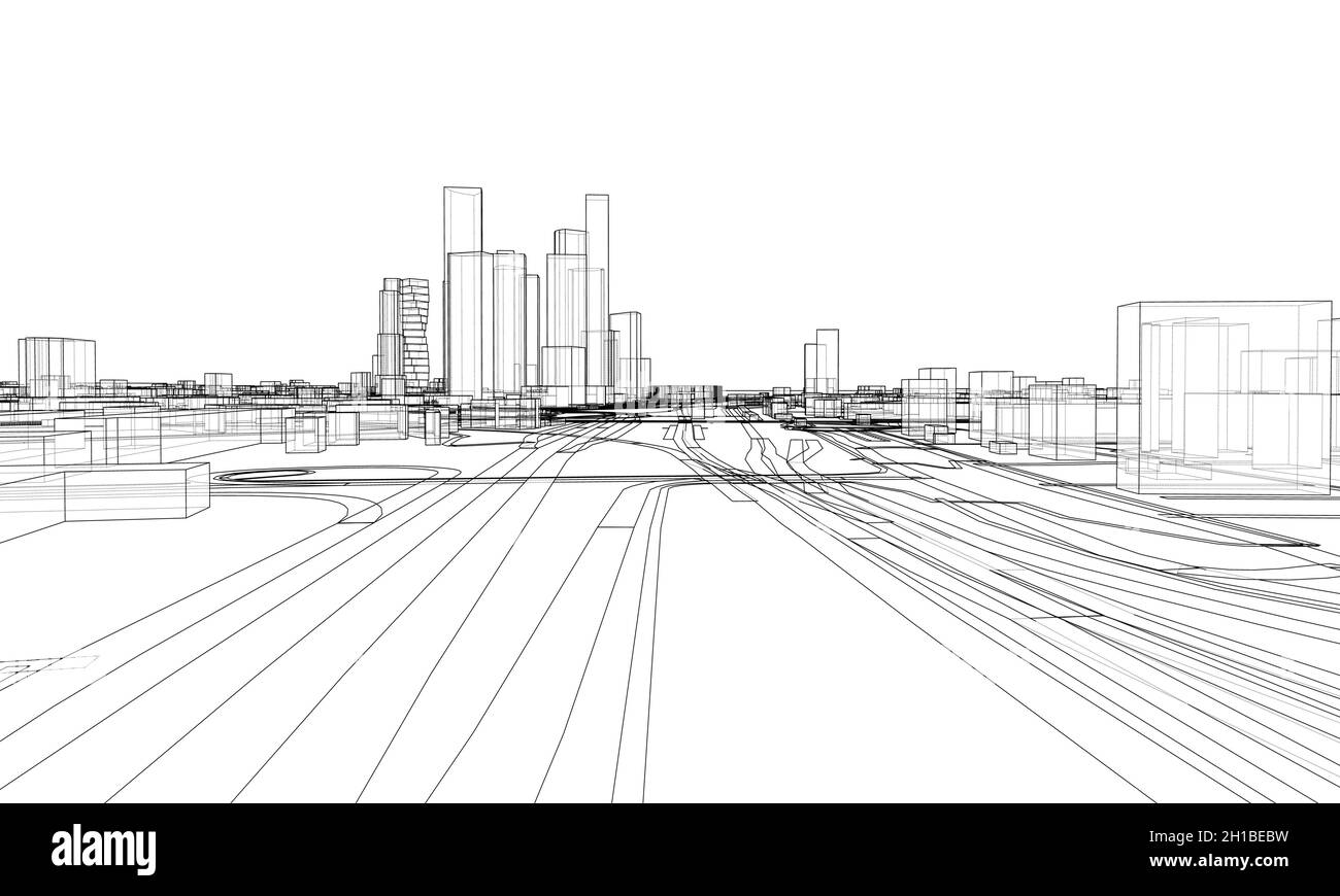 Vector lines buildings and city roads, town design Stock Vector Image ...