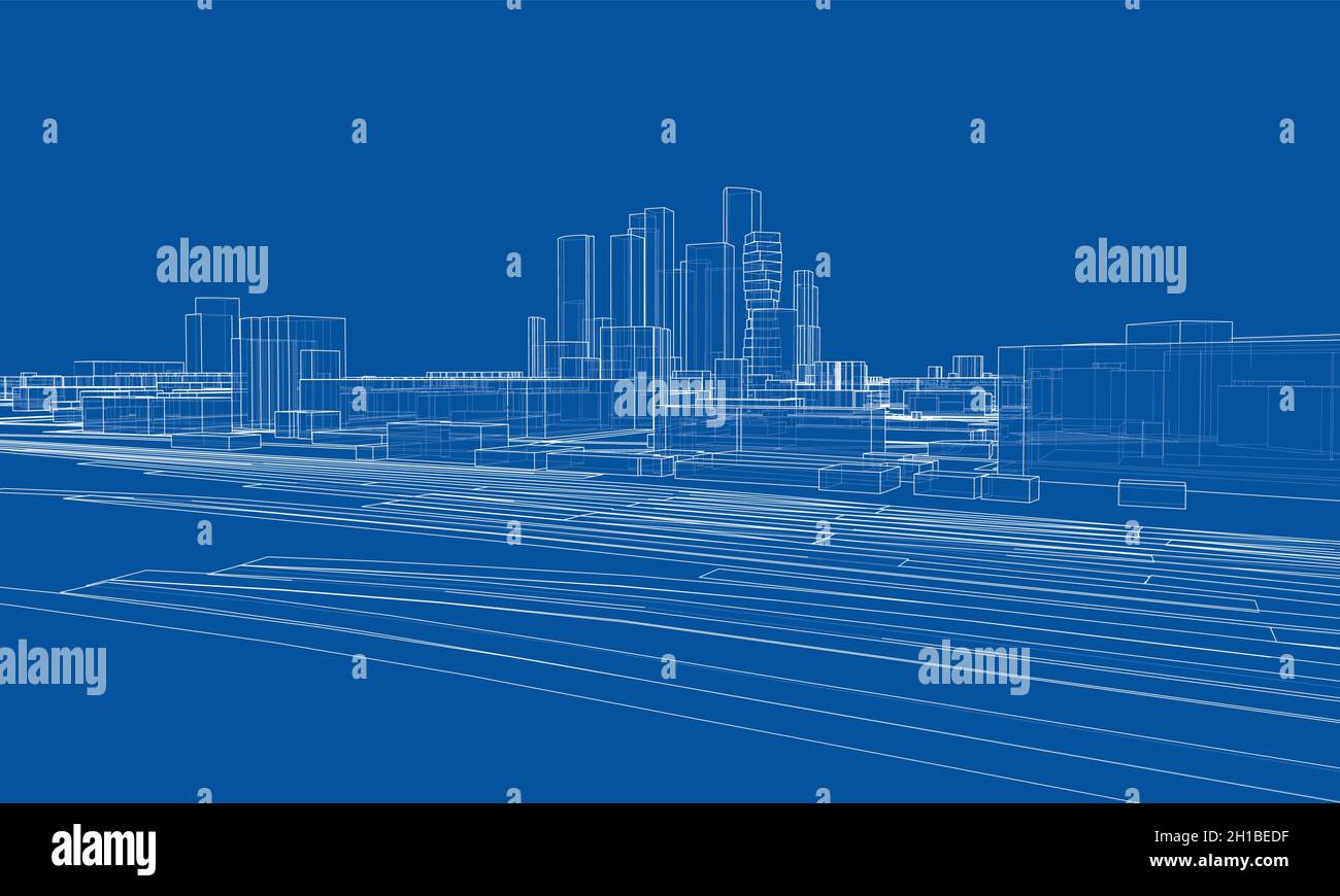 Vector lines buildings and city roads, town design Stock Vector Image ...