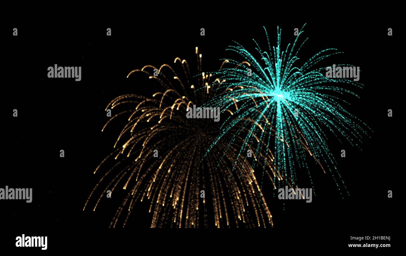 3d illustration - cartoon effect of firework on black background Stock ...