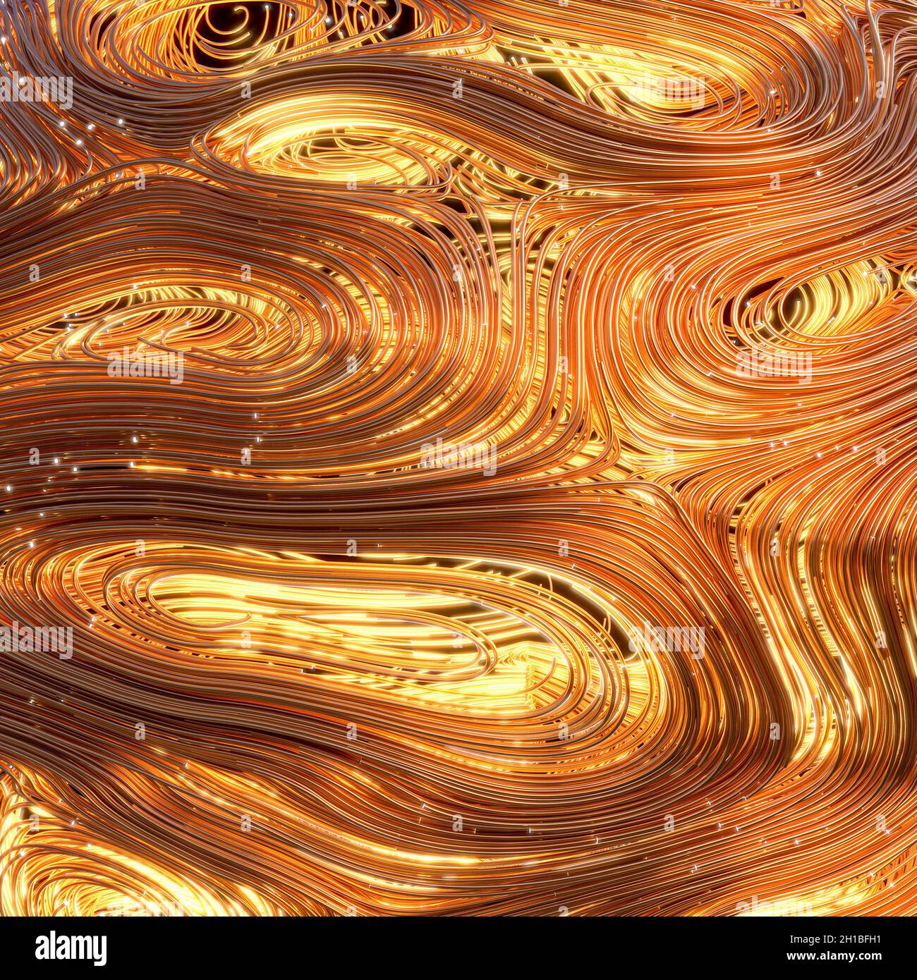 metallic threads with luminescent tips. abstract background 3d render ...