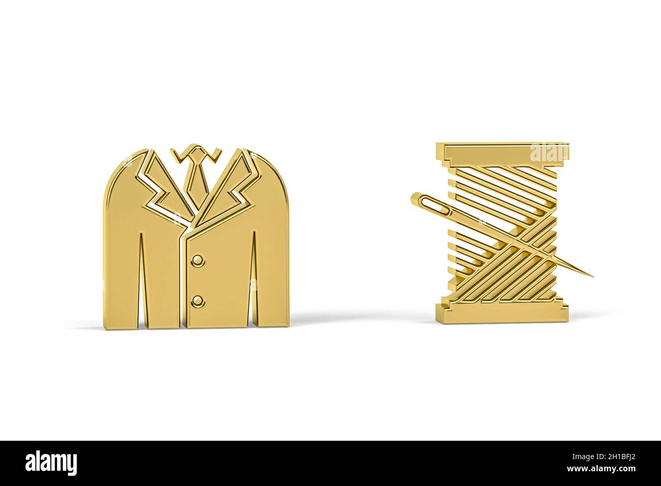 Golden 3d tailor icon isolated on white background - 3d render Stock ...