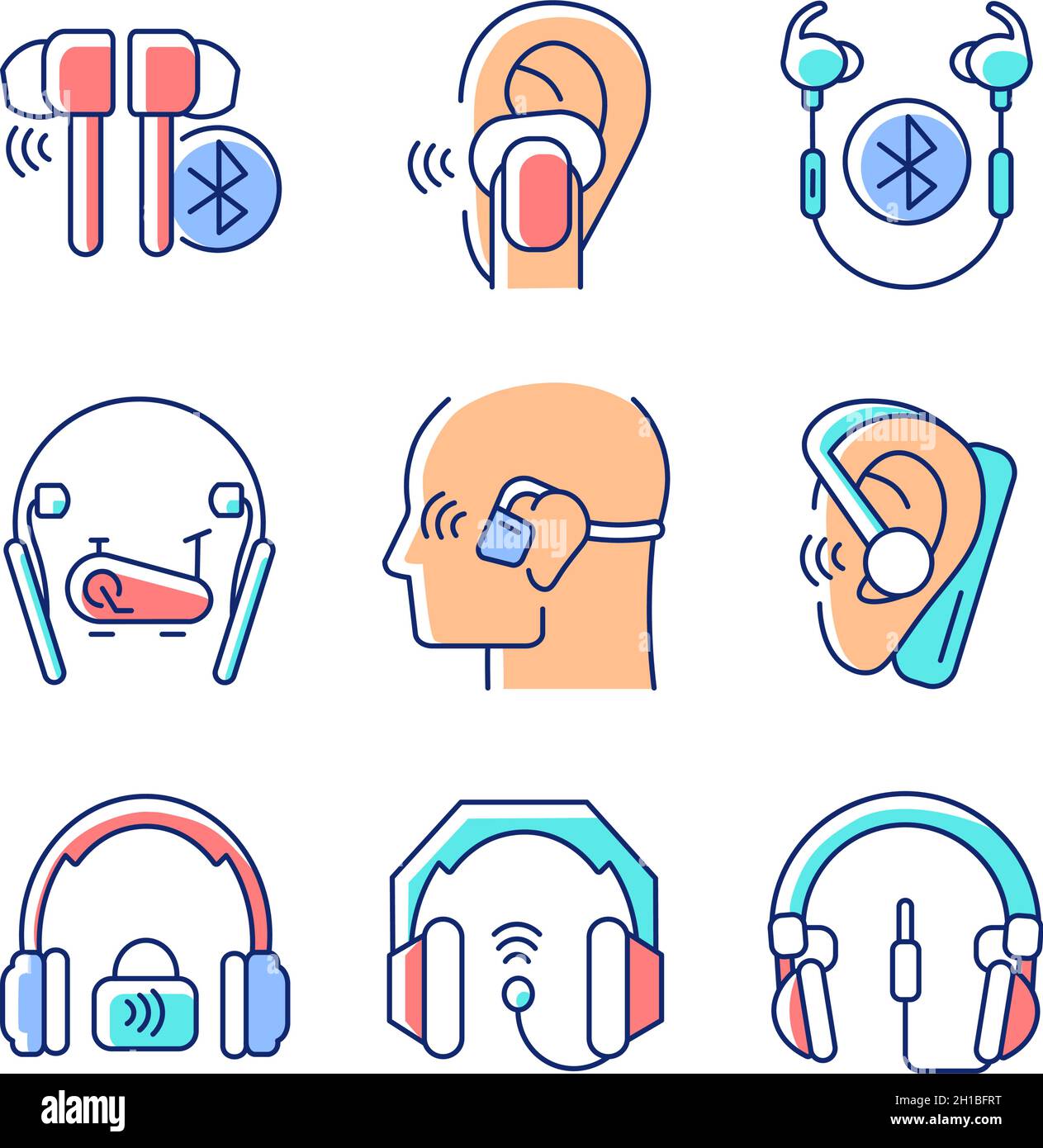 Earphones RGB color icons set Stock Vector Image & Art - Alamy
