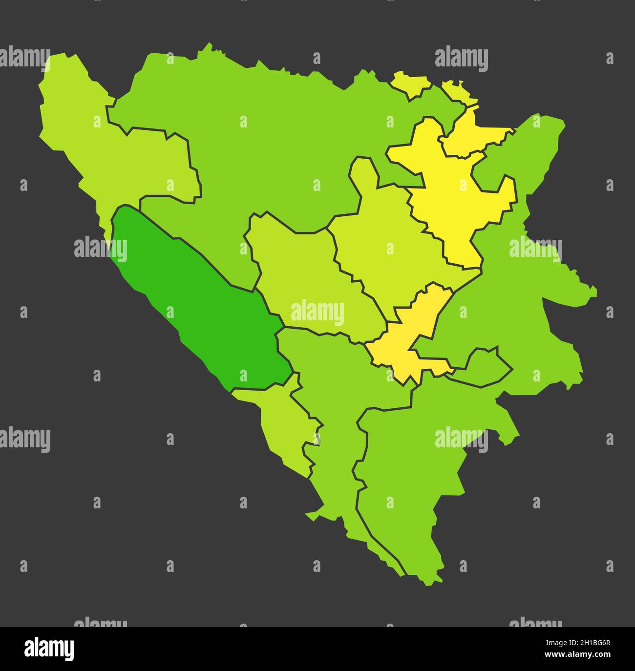 Bosnia and Herzegovina population heat map as color density ...