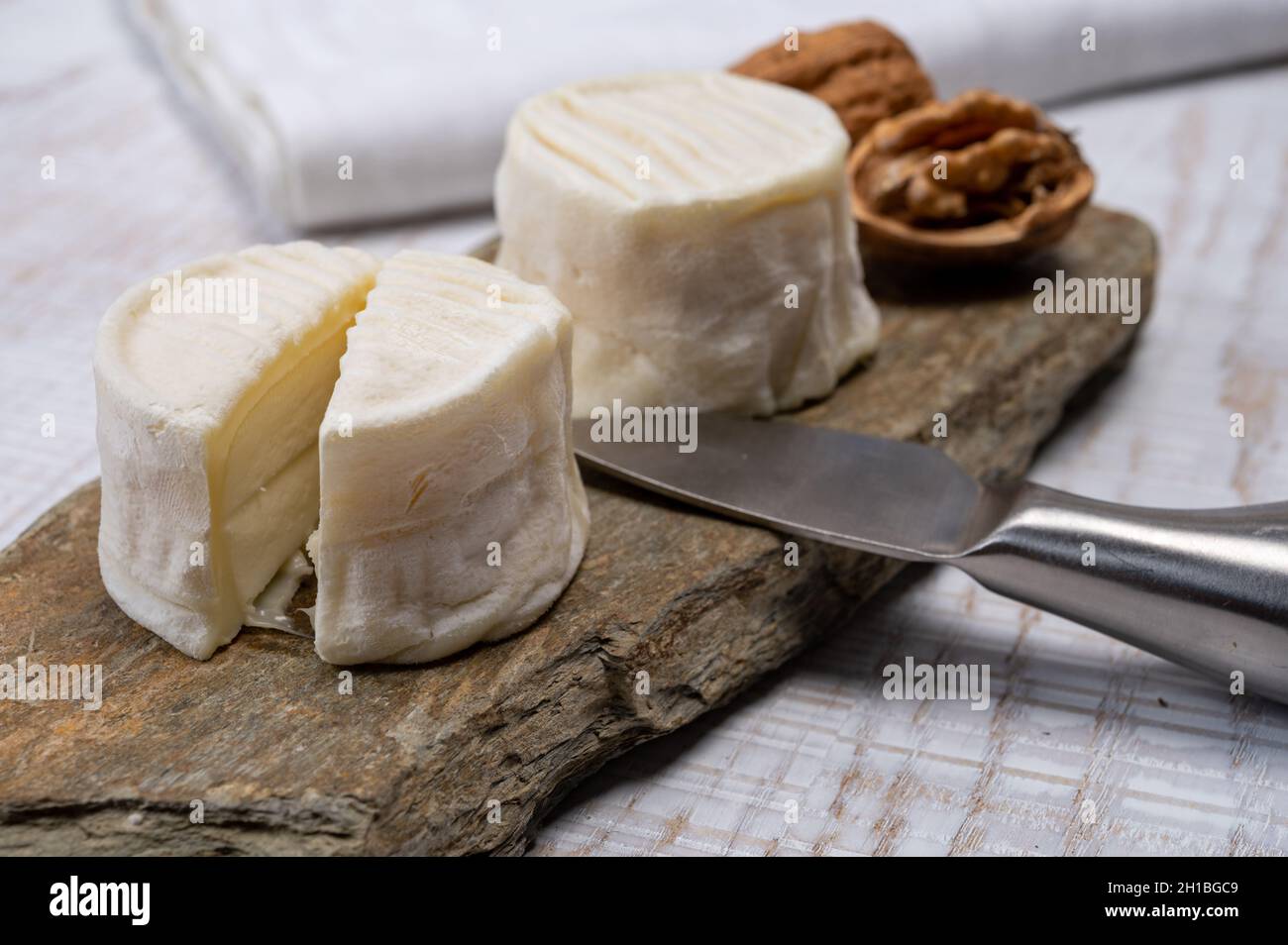 Cheese collection, soft goat French cheese with mold crottin de ...