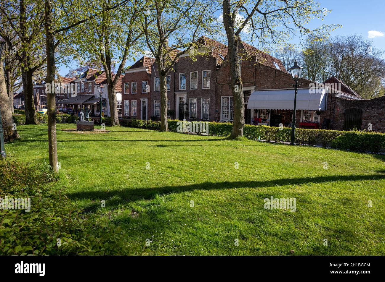 City view on old medieval houses in small historical town Veere in ...