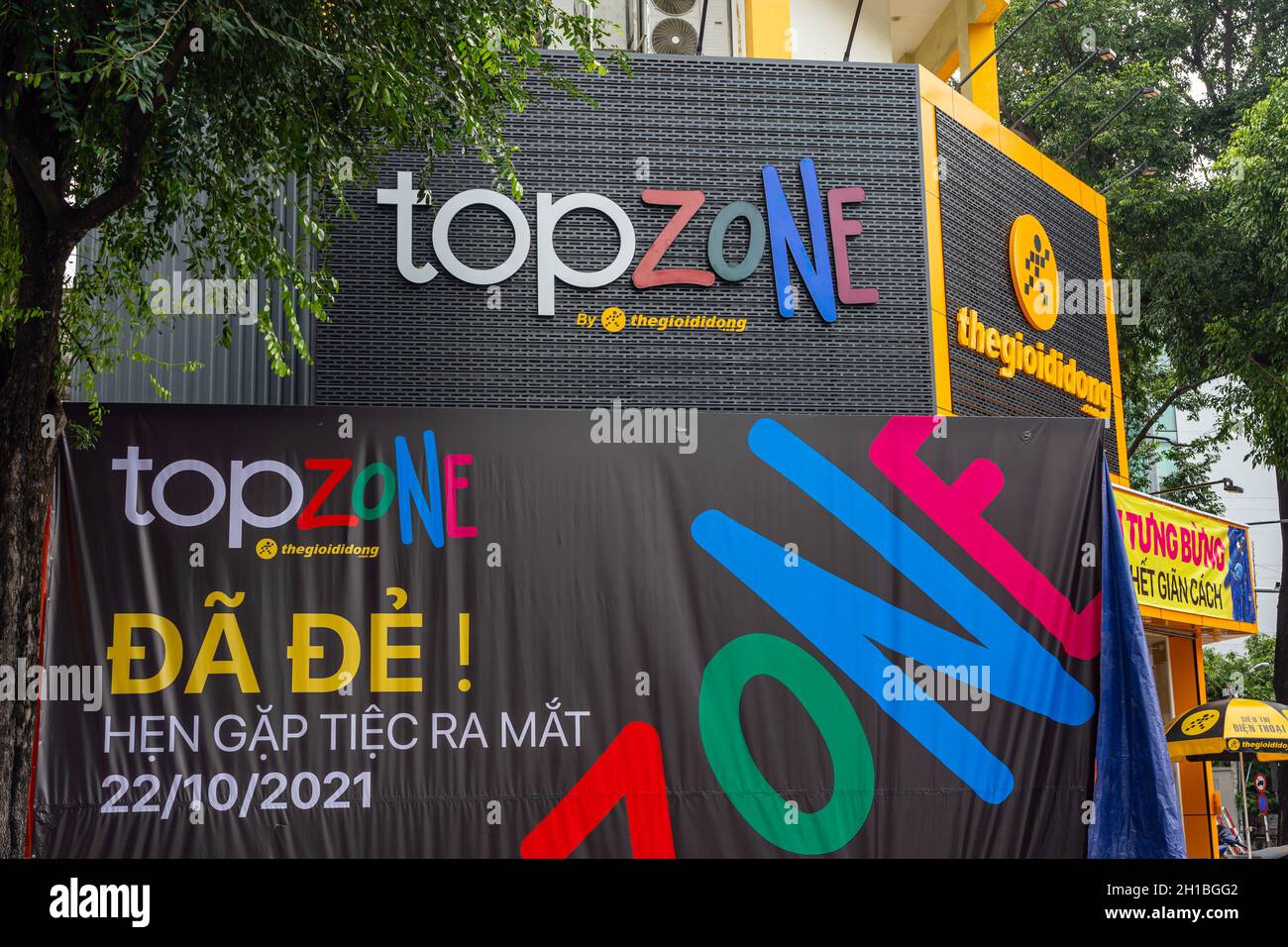 Saigon, Vietnam - 17 October 2021: Front view of Topzone store, the ...