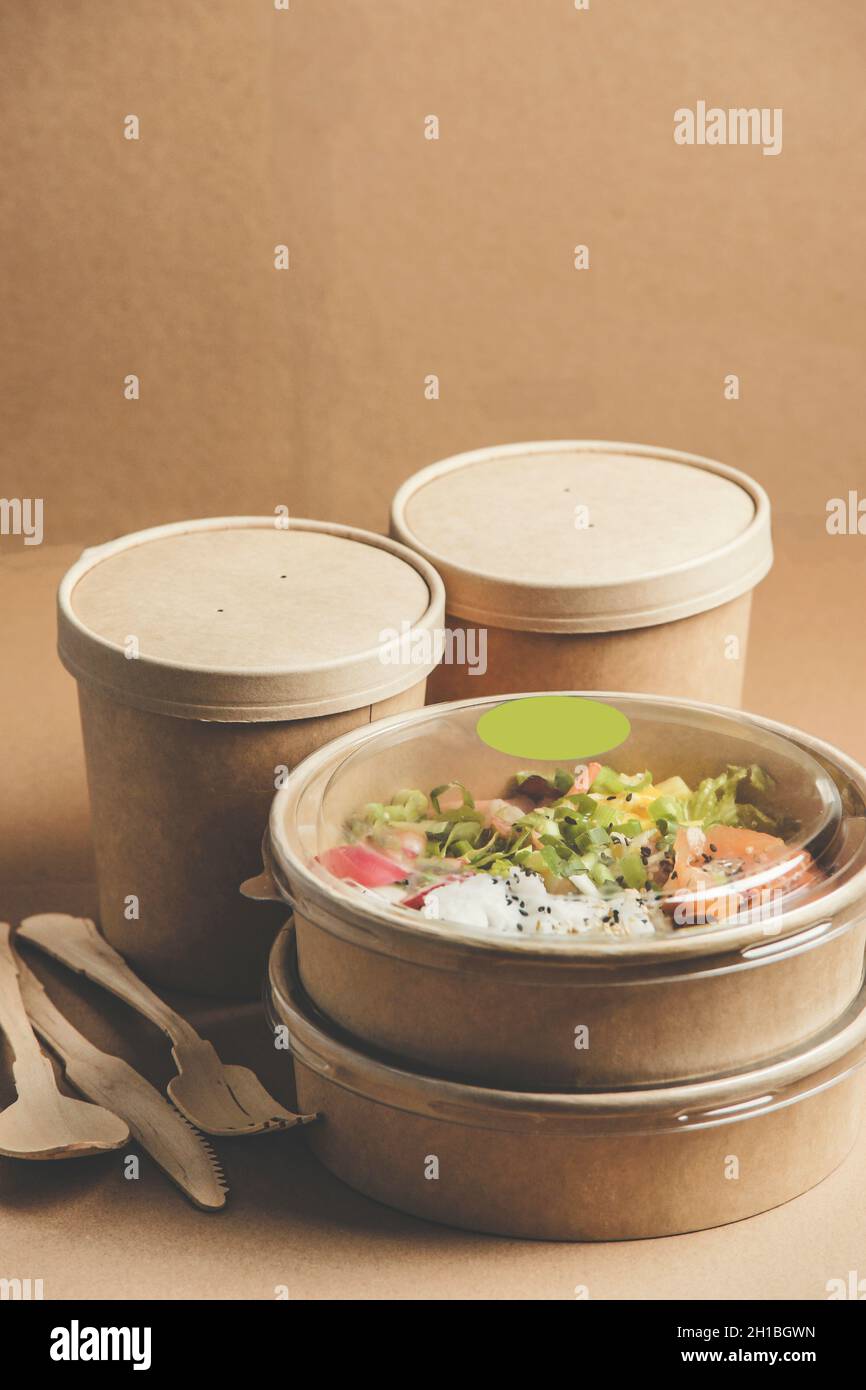 Modern sustainable food delivery with healthy lunch in plastic free ...