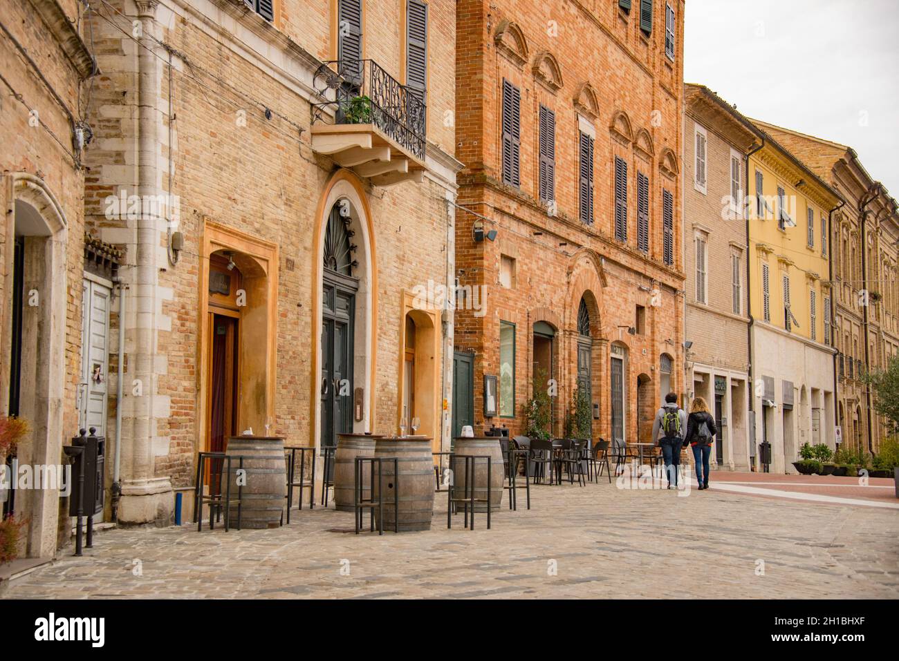 Europe, Italy, Marche, Recanati, Giacomo Leopardi square Stock Photo ...
