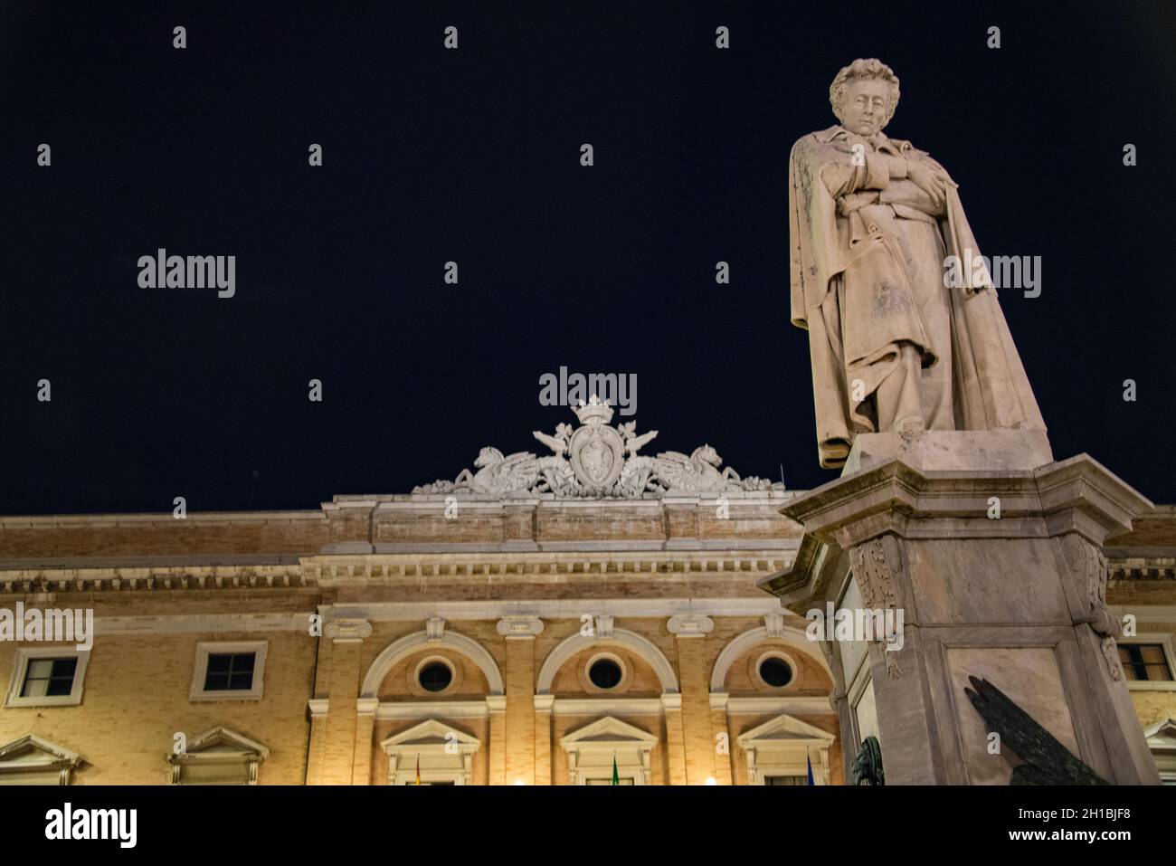 Europe, Italy, Marche, Recanati, Giacomo Leopardi square Stock Photo ...