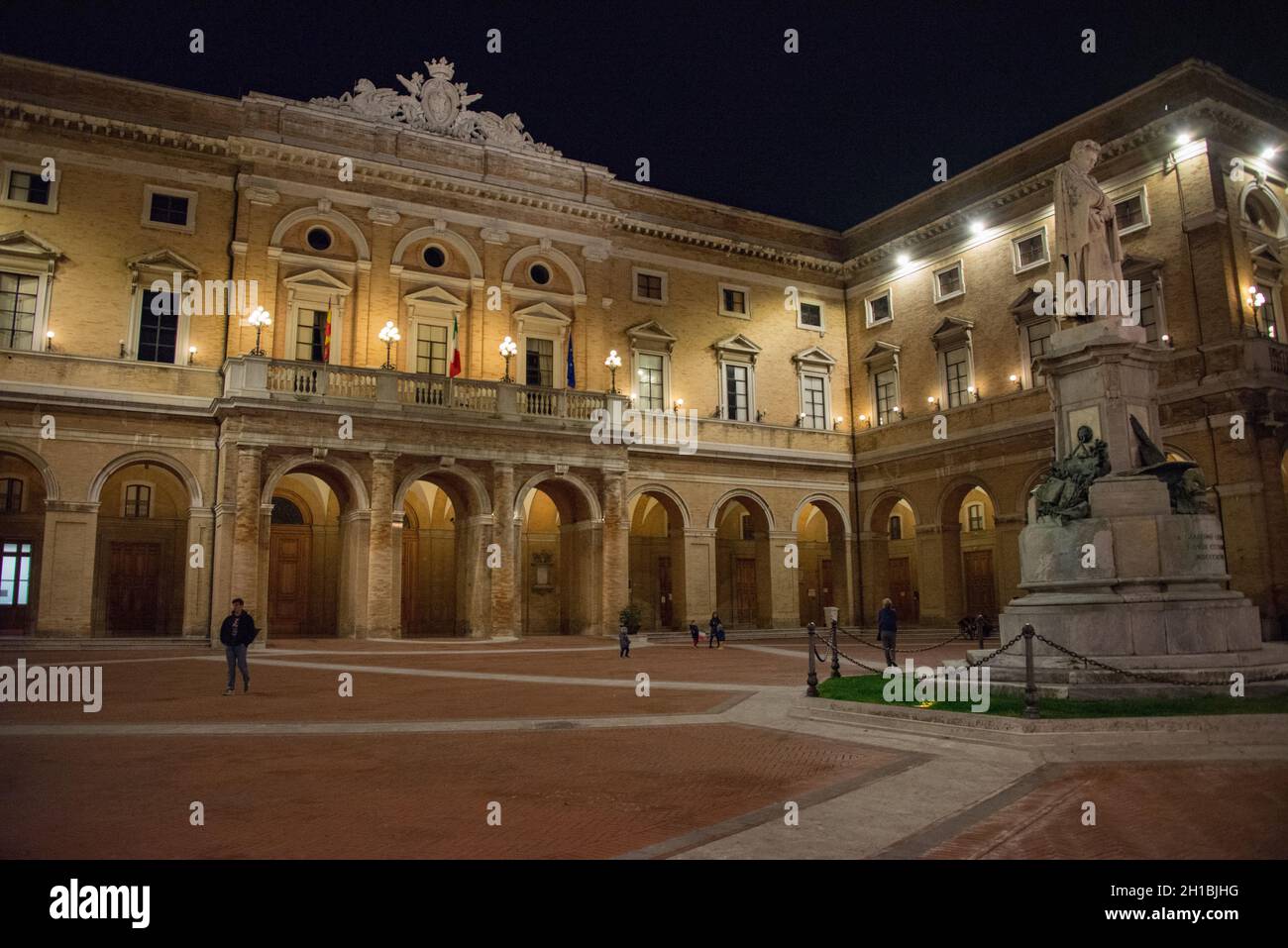 Europe, Italy, Marche, Recanati, Giacomo Leopardi square Stock Photo ...