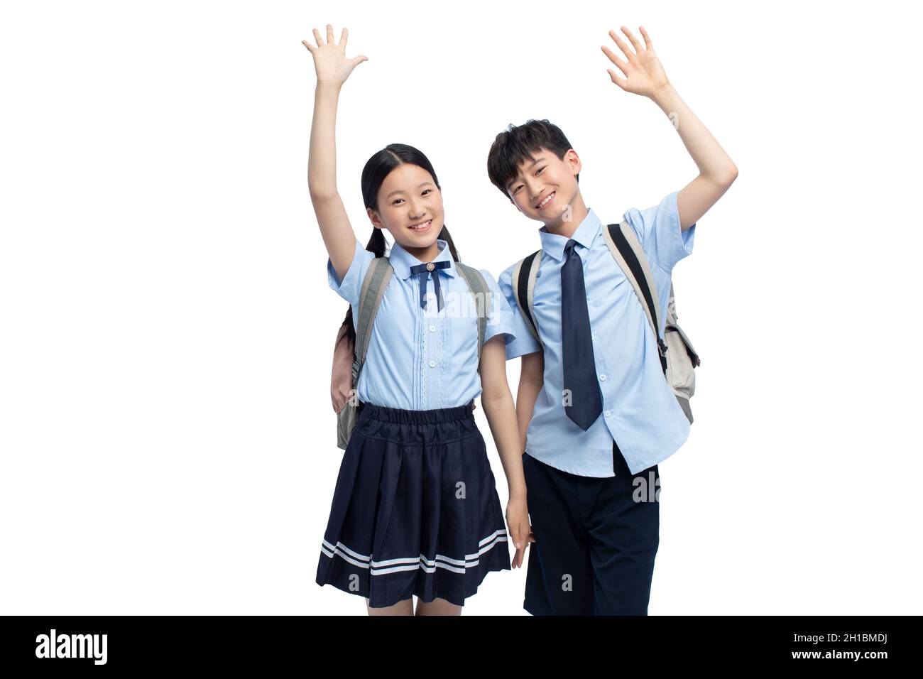 Cheerful children waving Cut Out Stock Images & Pictures - Alamy