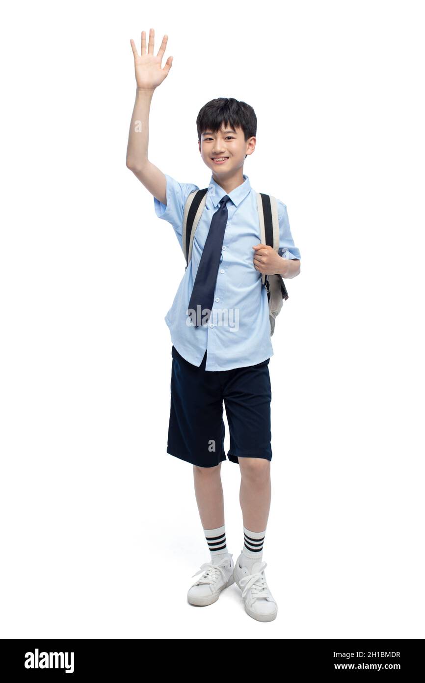 School children waving Cut Out Stock Images & Pictures - Alamy